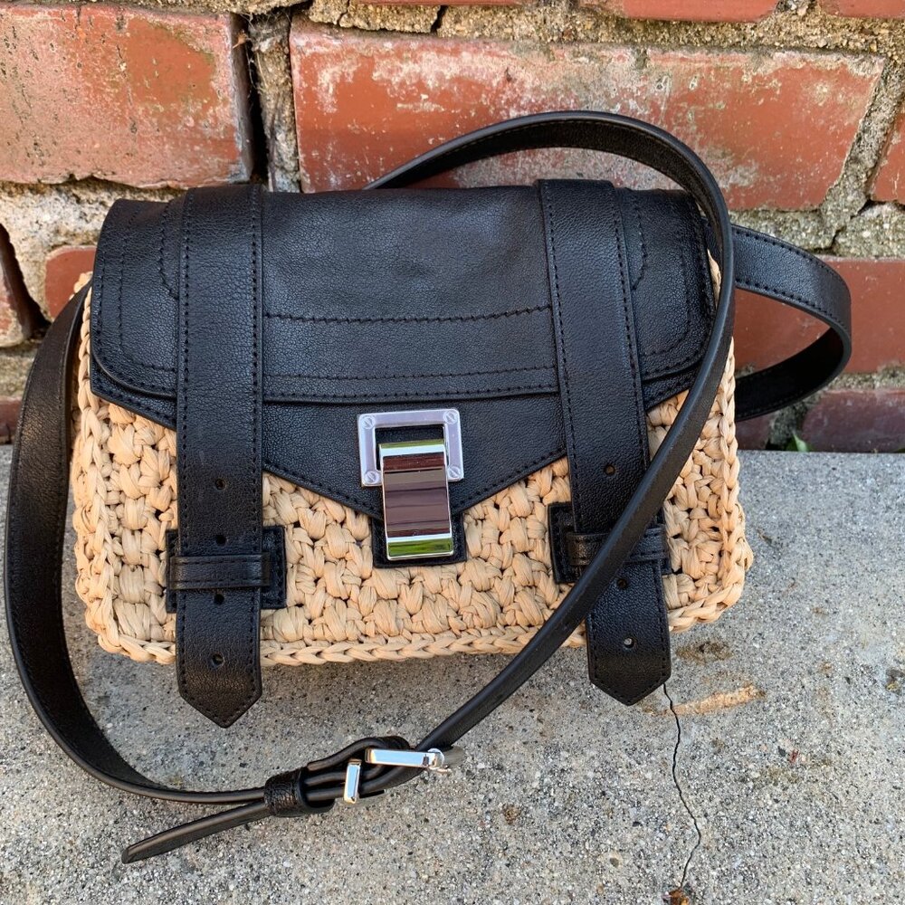 Ps1 Mini Raffia & Leather Crossbody Bag - Gem